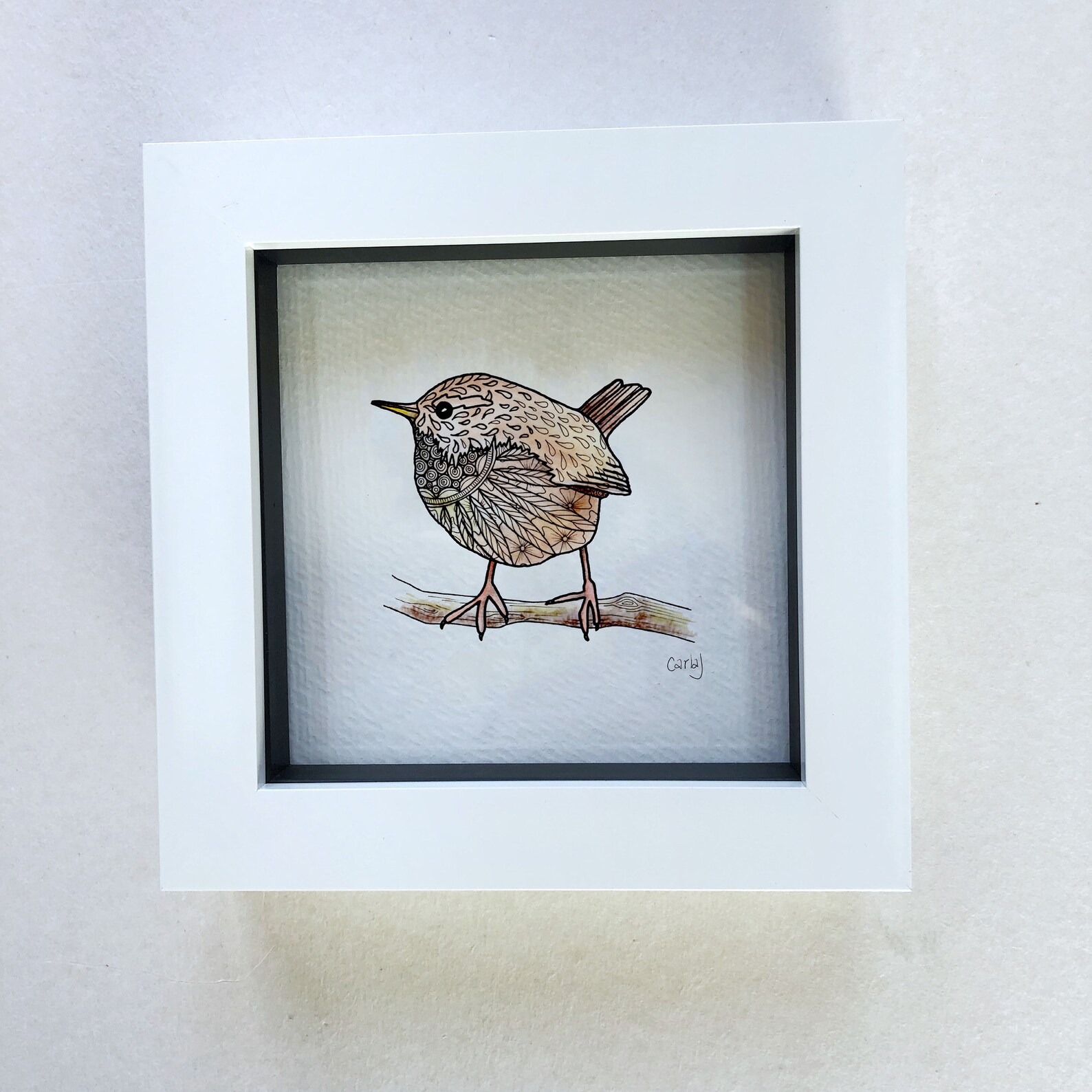 Small Framed Wall Art Cute Bird Gifts, Tiny Wren Print, Mini Bird ...