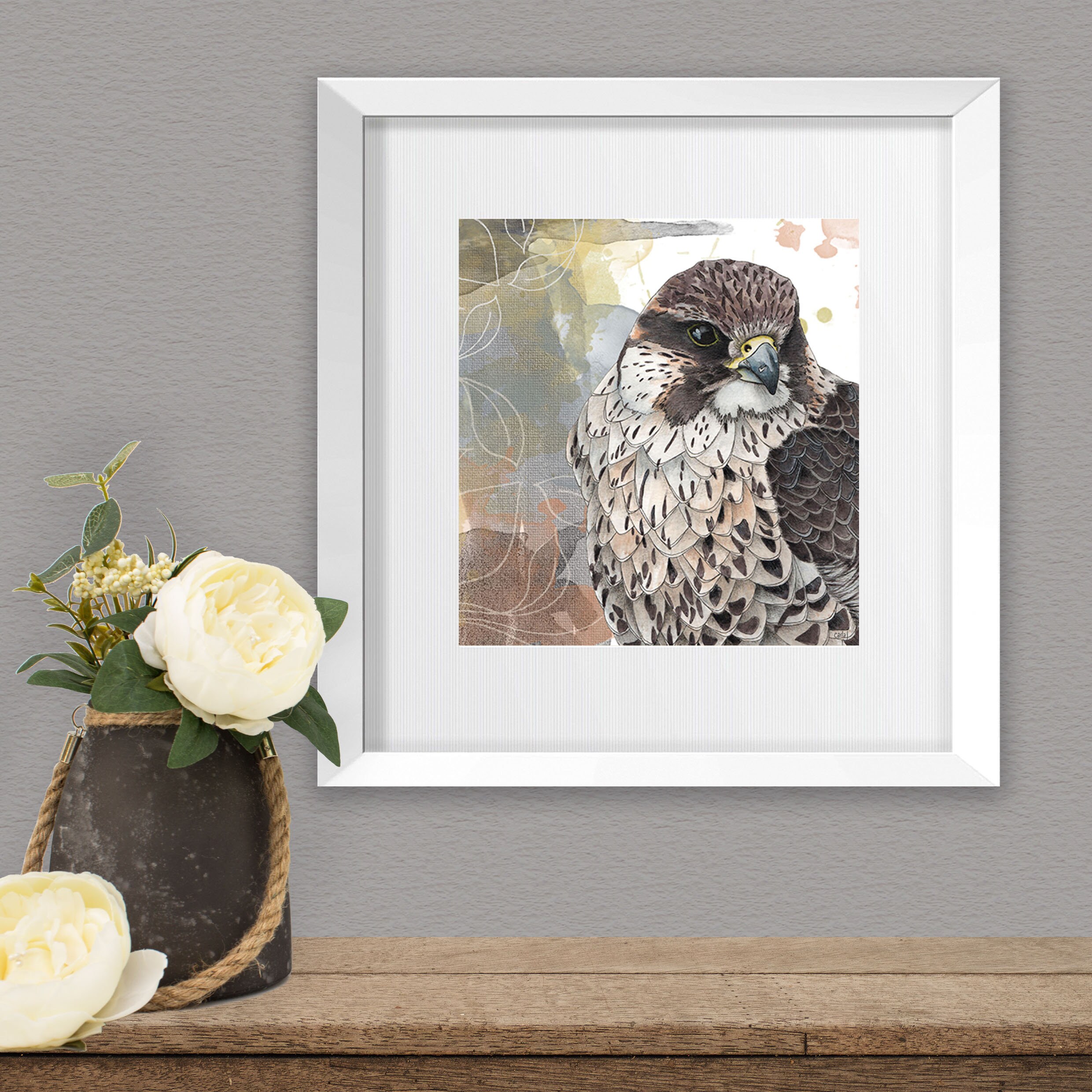 Falcon art print Bird of Prey illustration Wildlife art for | Etsy
