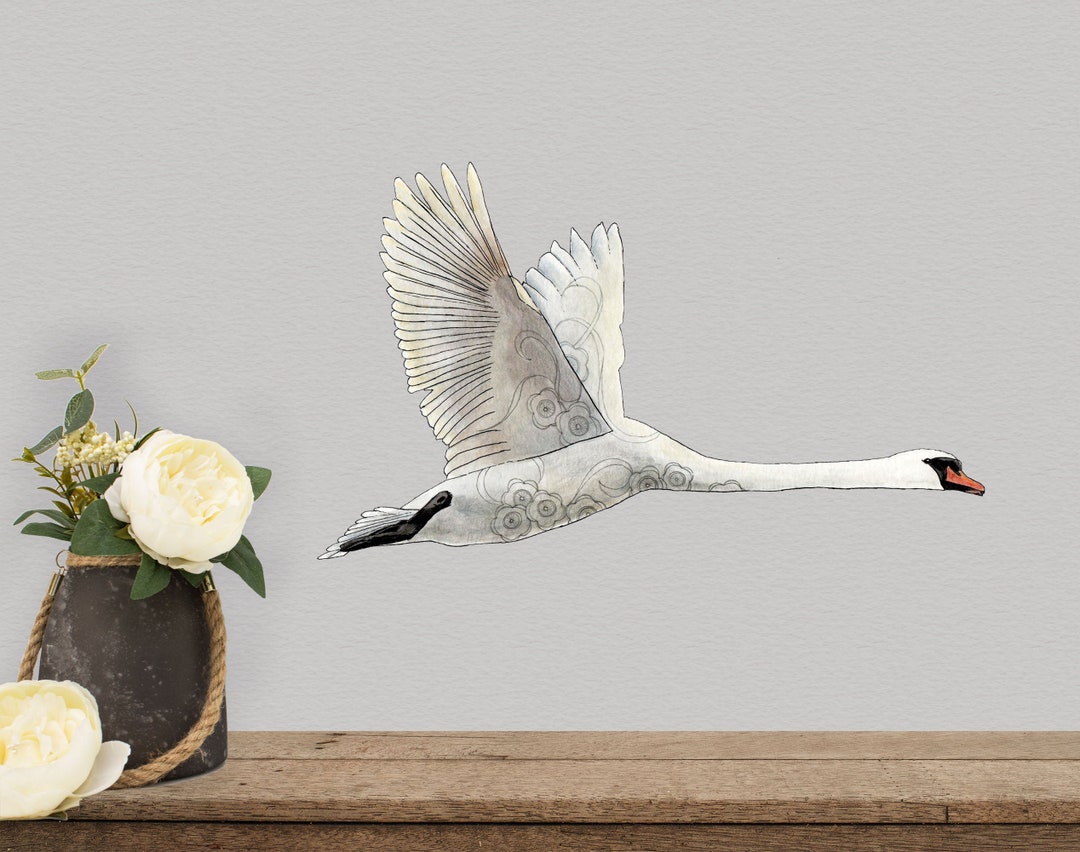 Flying Swan Decal, Swan Wall Stickers for the Modern Farmhouse, Swan ...