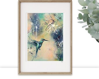 Gold Spirograph and Hummingbirds Signed Giclee Print. - Etsy