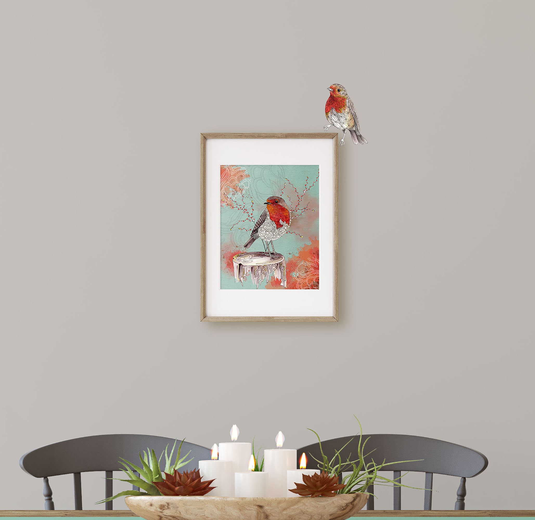 Cute Bird Vinyl Stickers Robin Red Breast Wall Sticker - Etsy