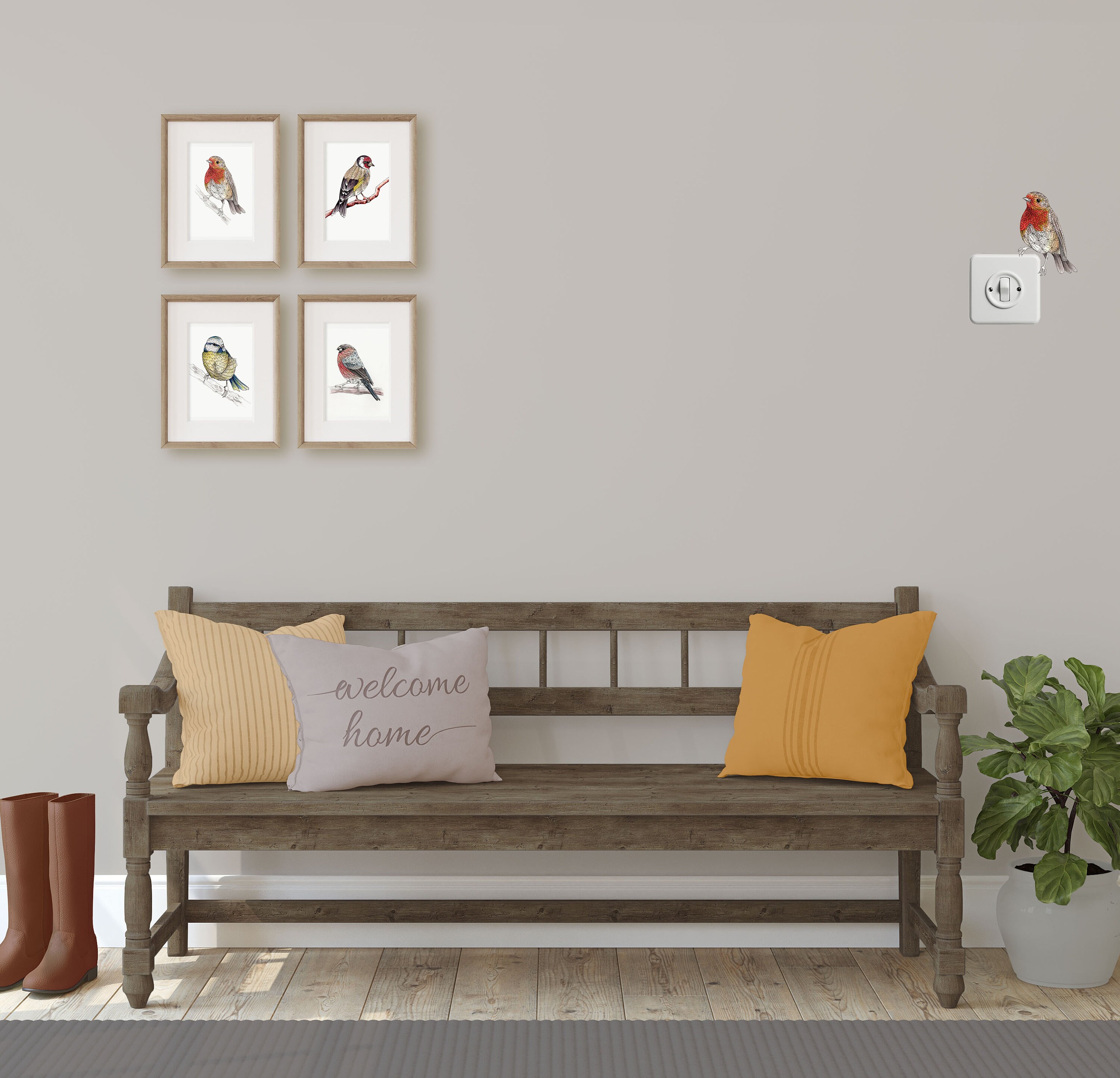 Cute Bird Vinyl Stickers Robin Red Breast Wall Sticker - Etsy