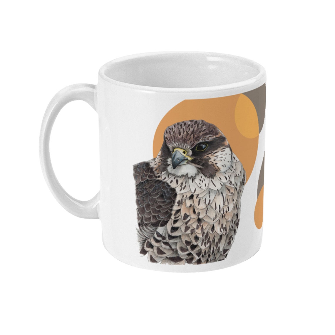 Bird Mug Yellow and Brown Scandi Mug Bird of Prey Coffee - Etsy