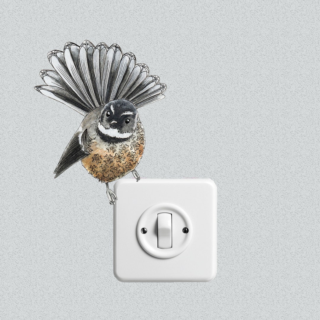 Fantail Art Sticker, Cute Bird Vinyl Sticker, Wall Stickers Birds in ...
