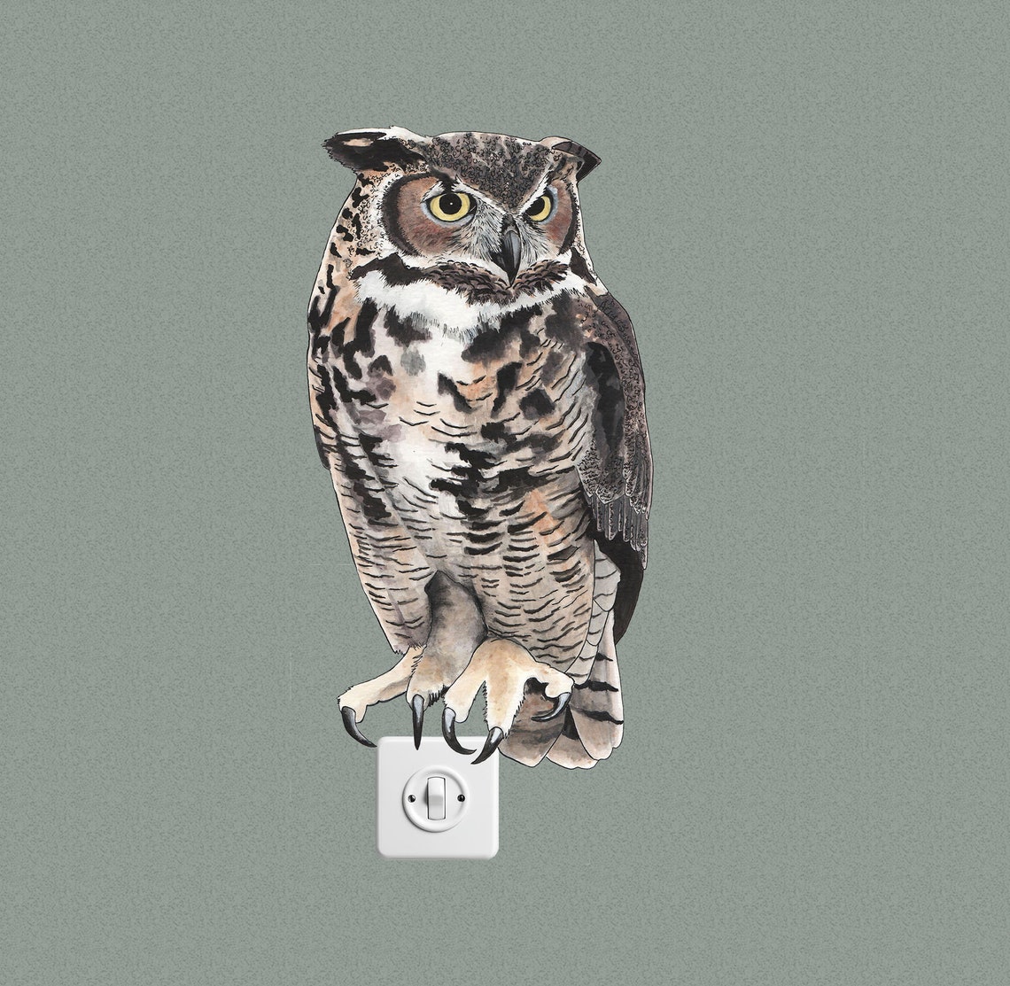 Large Great Horned Owl Vinyl Wall Decal, Nature Decor, Bird Sticker - Etsy