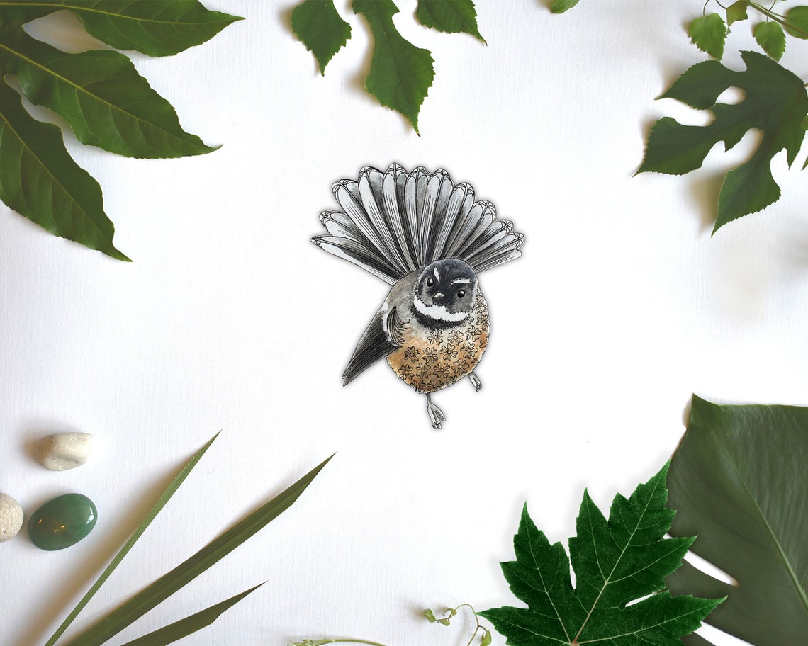 Fantail Art Sticker Cute Bird Vinyl Sticker Wall Stickers - Etsy