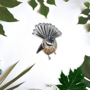 Fantail Art Sticker, Cute Bird Vinyl Sticker, Wall Stickers Birds in ...