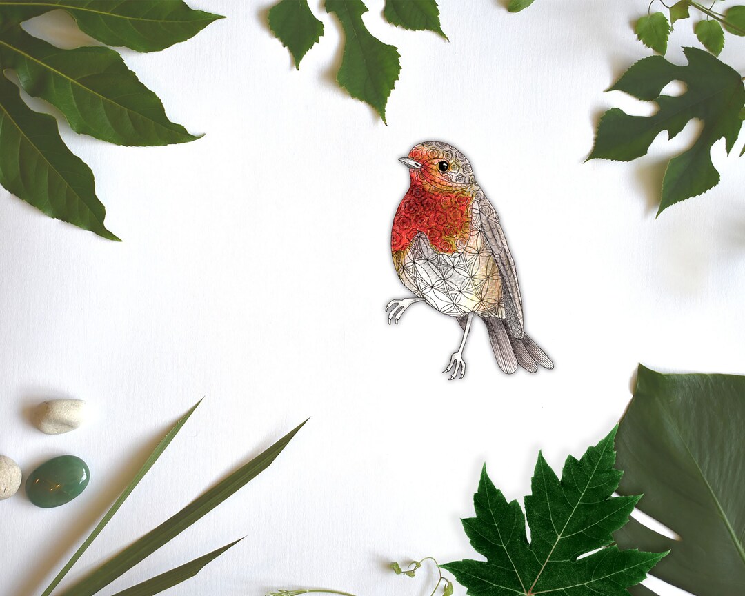 Cute Bird Vinyl Stickers, Robin Red Breast Wall Sticker, Nature Vinyl ...