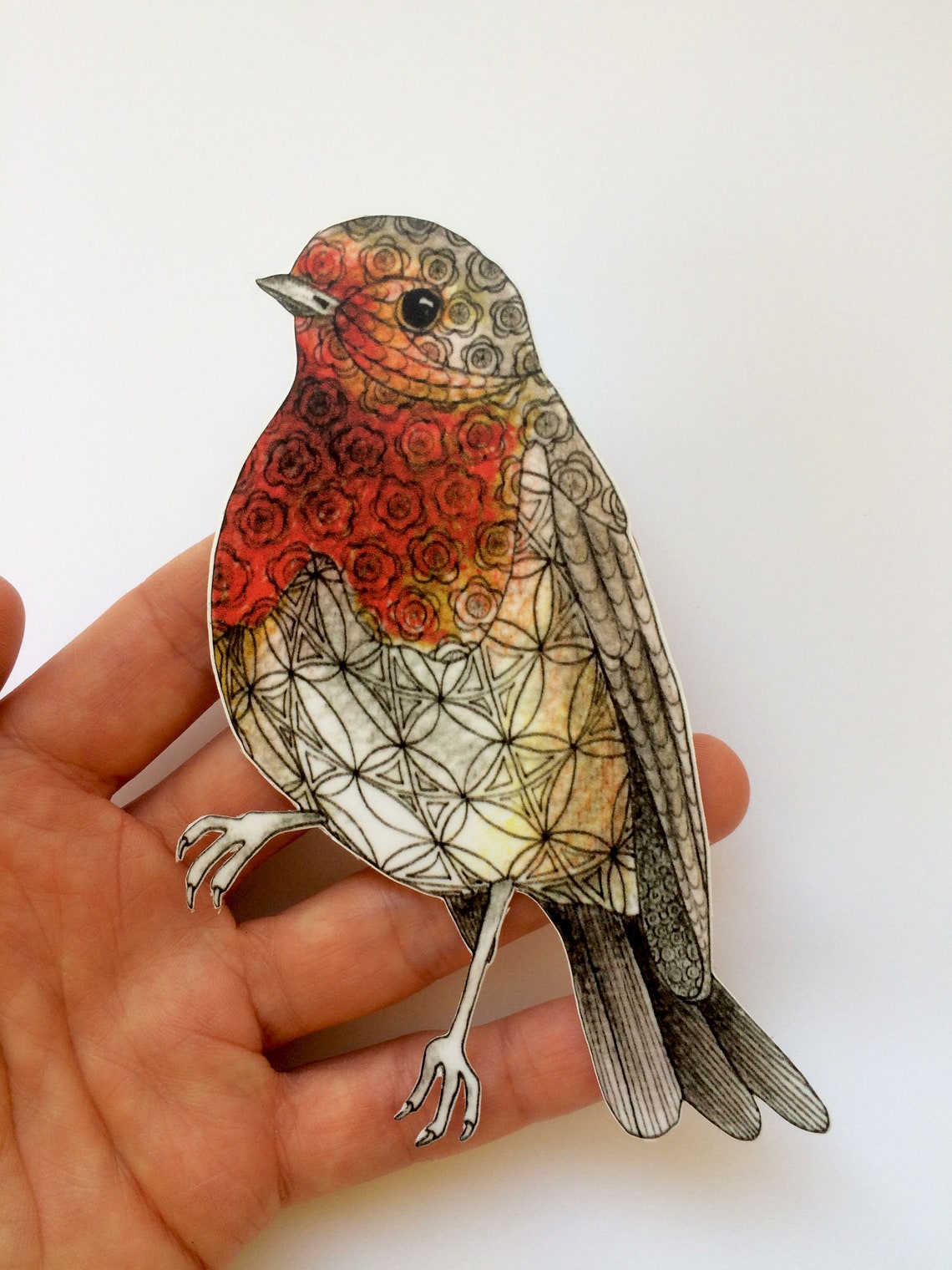 Cute Bird Vinyl Stickers Robin Red Breast Wall Sticker - Etsy