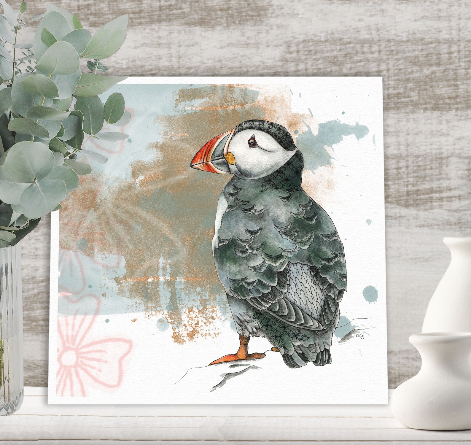 Puffin Print Bird Art Illustration Puffin Gifts Nature Wall - Etsy