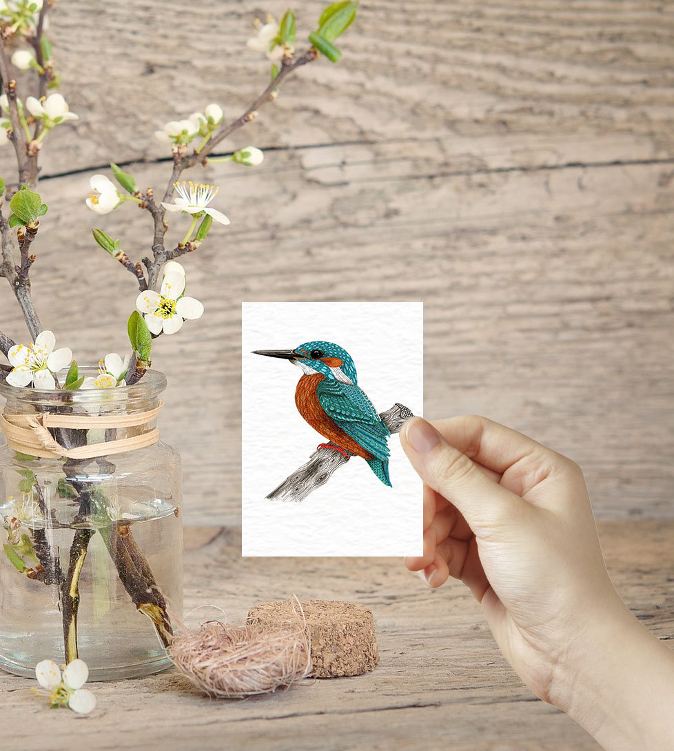 Tiny art print miniature prints Kingfisher art ACEO print | Etsy