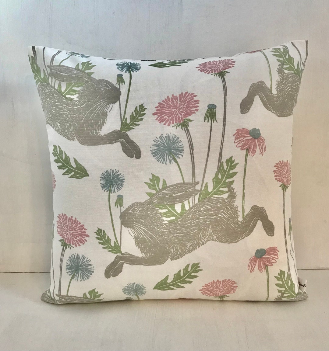March Hare, Pastel Colourway, Cushion Cover, Clarke & Clarke 100% ...