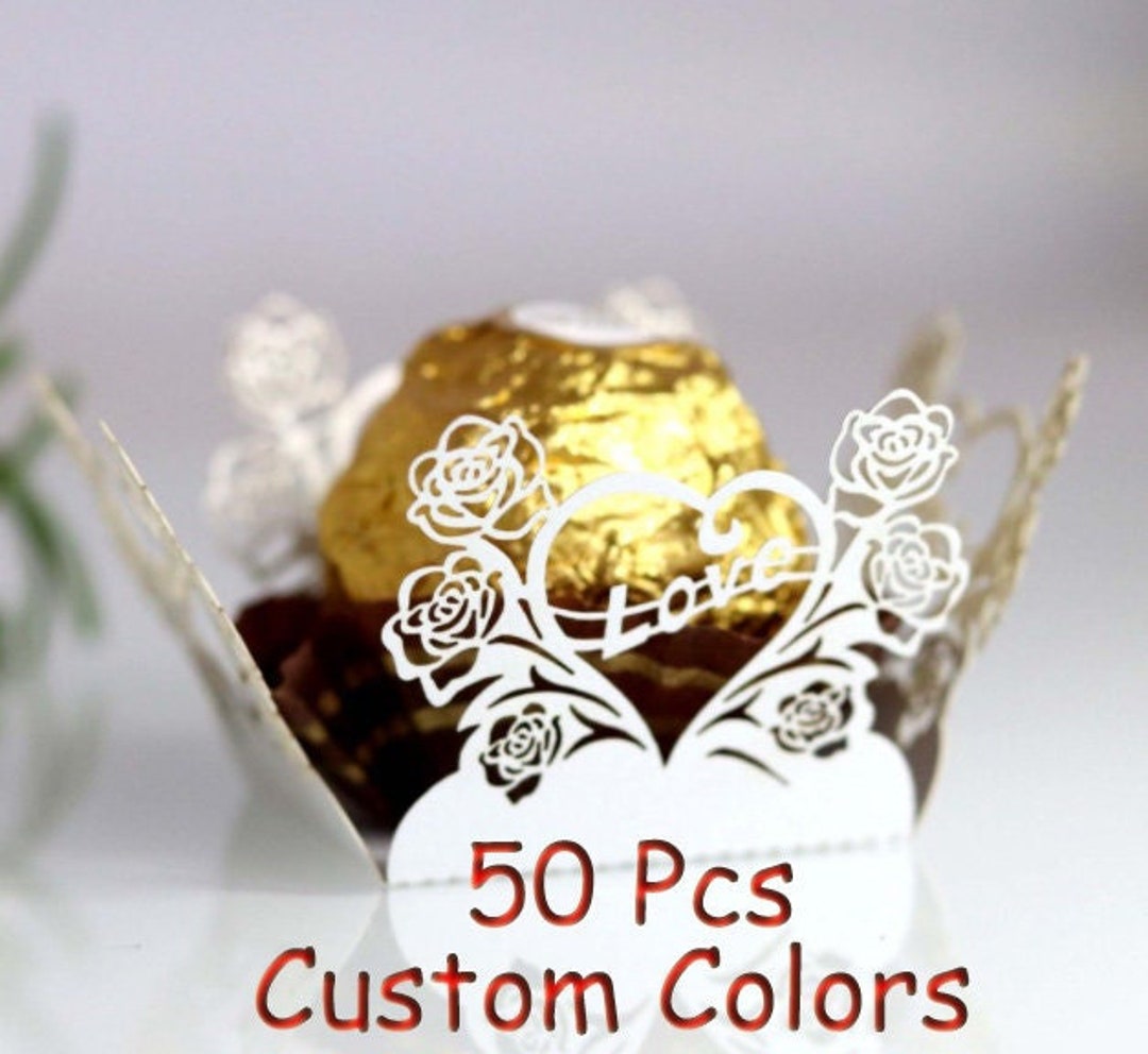 Rose Heart Truffle Paper Wrappers Love Melody Wedding Candy Paper ...