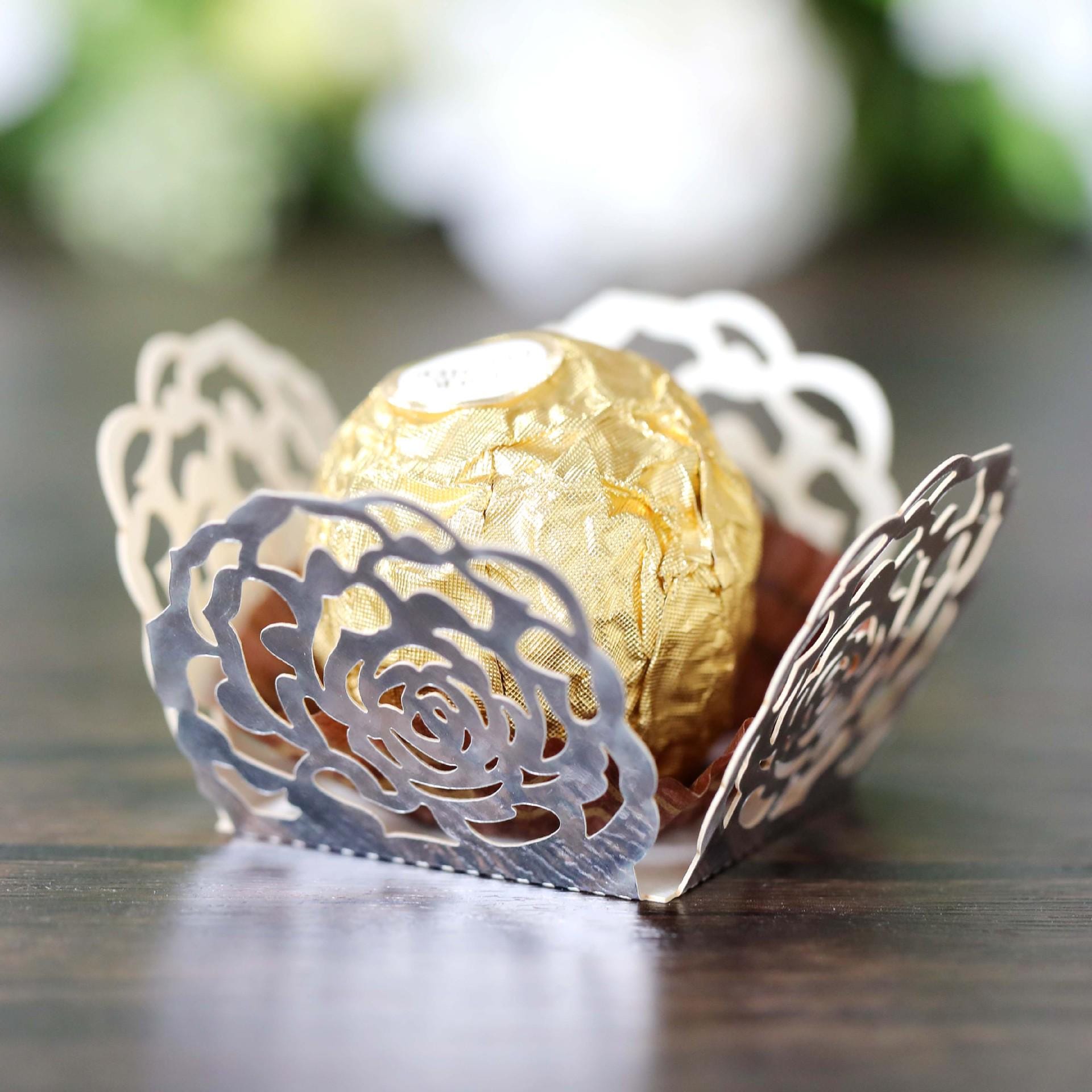 Big Rose Truffle Paper Wrappers White Wedding Candy Paper Holder ...