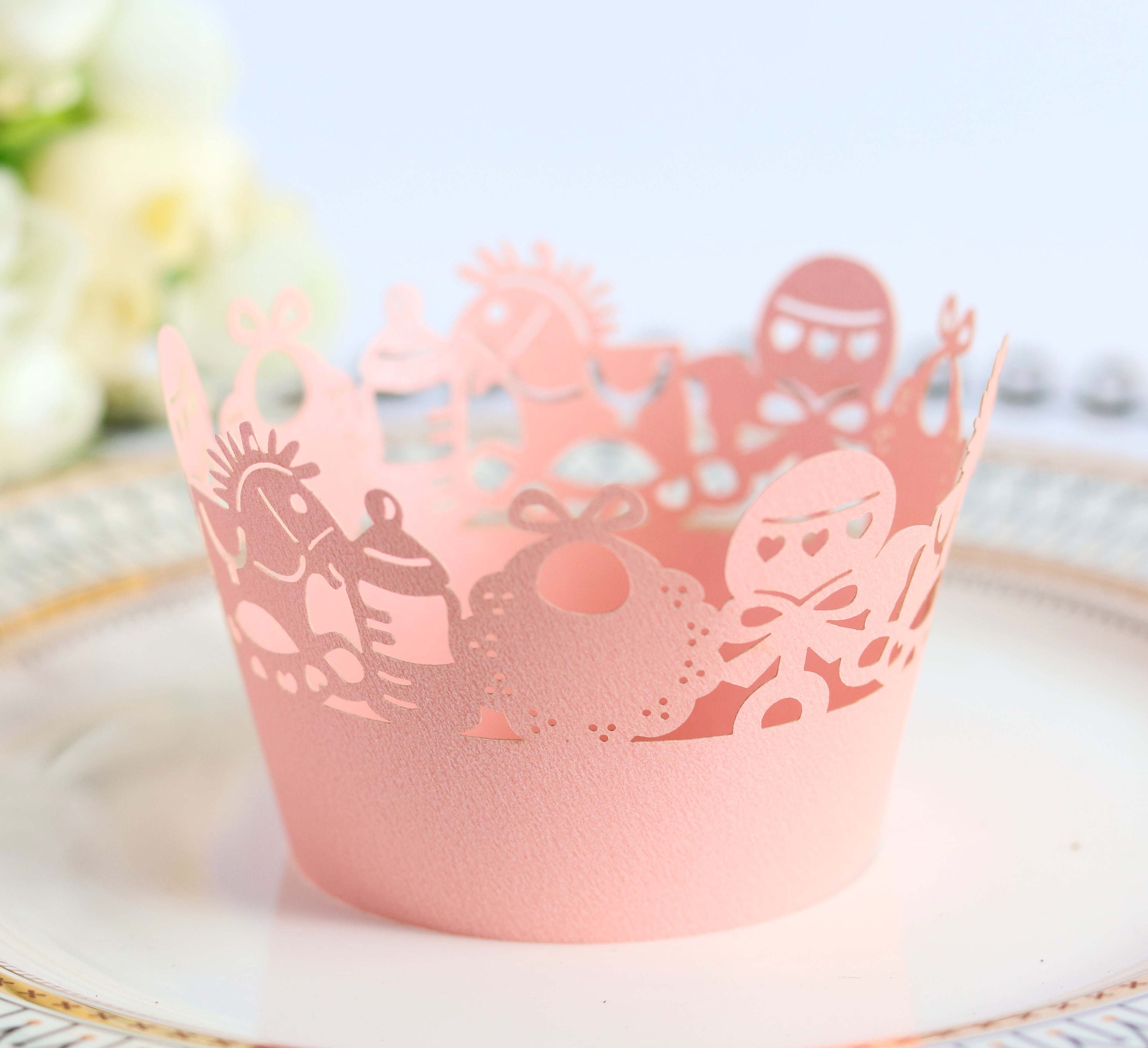 Newborn Baby Shower Cupcake Wrapper Baby Toys Milk Bottle Baby Scarf ...