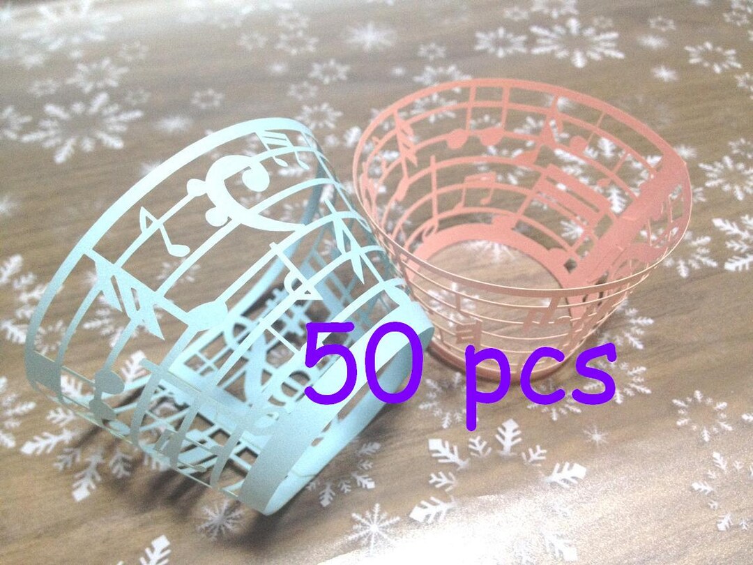 Music Note Cupcake Wrapper Custom Made Cupcake Wrapping Paper Music ...