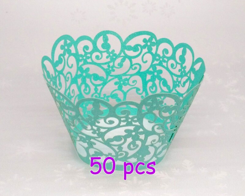 Fancy Blue Wrapper Stencil Cupcake Liner Filigree Paper Laser Cupcake ...