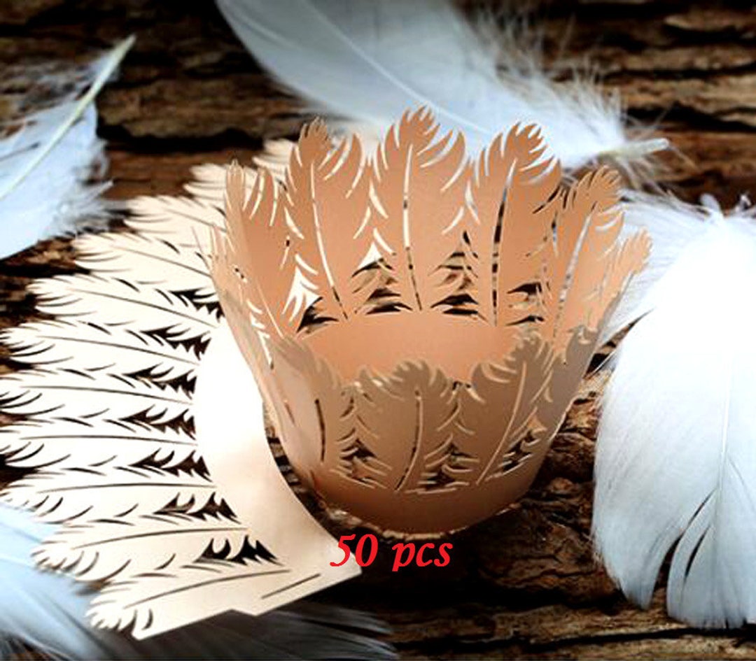 Feather Cupcake Wrapper Stencil Feather Wraps Collars Sport - Etsy