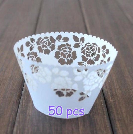Classic Rose Cupcake Wrapper Stencil Rose Cake Wrapper White Rose ...