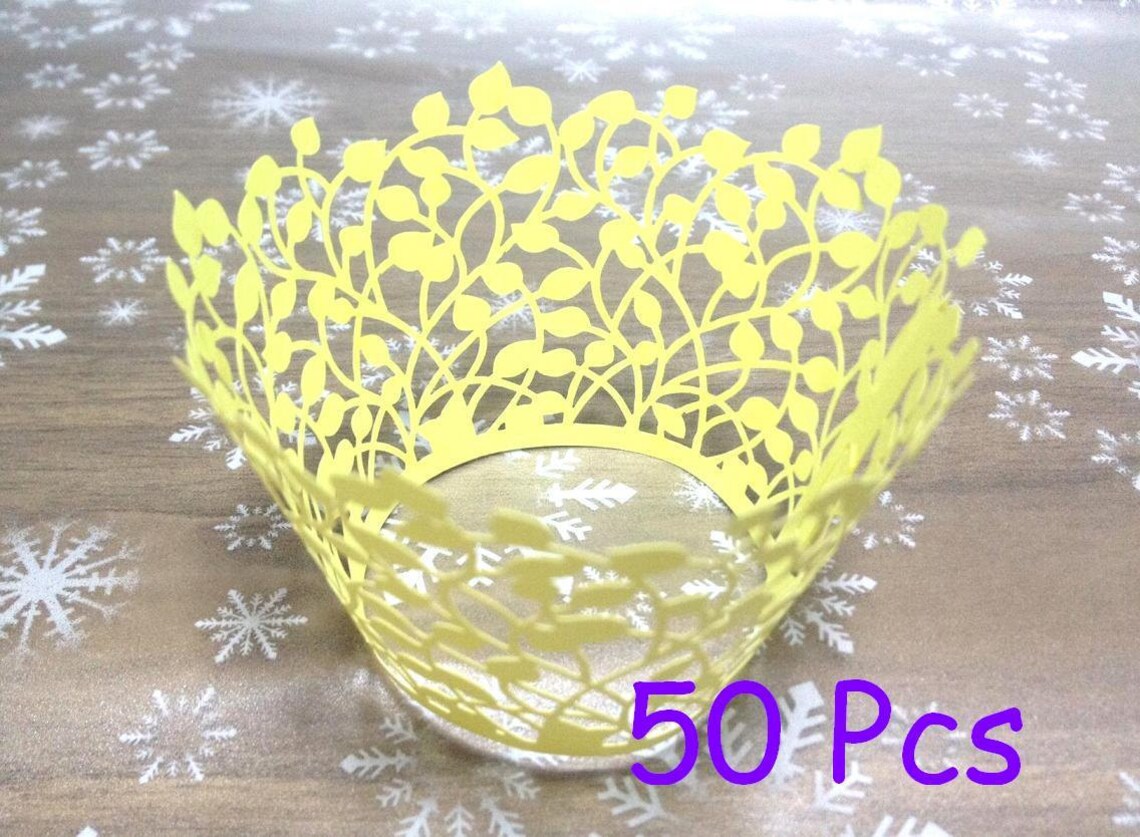 Leaf Cupcake Wrappers Autumn Yellow Leaves Green Leaf Stencil - Etsy