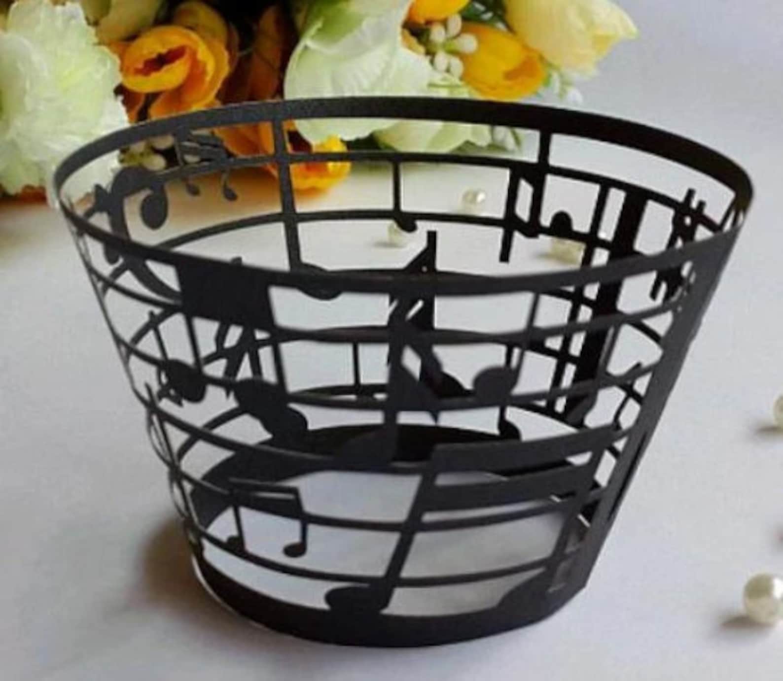 Music Note Cupcake Wrapper Custom Made Cupcake Wrapping Paper Music ...