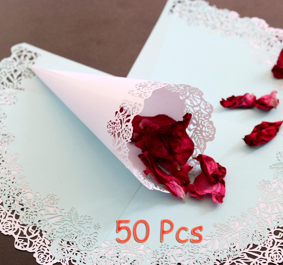 Rose Confetti Cone Stencil Flower Wedding Cone Fancy Pink Rose Love ...