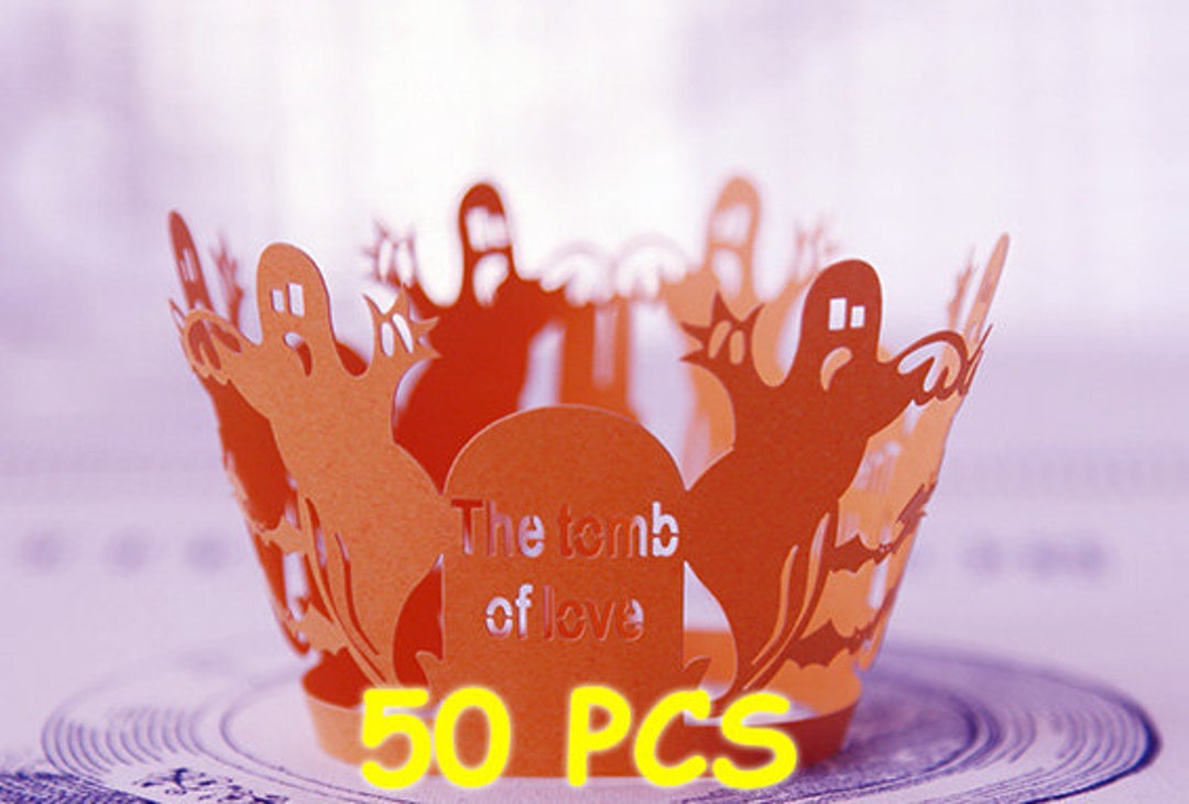 The Tomb of Love Cupcake Wrappers Funny Ghost Laser Cut Liner Ghost ...