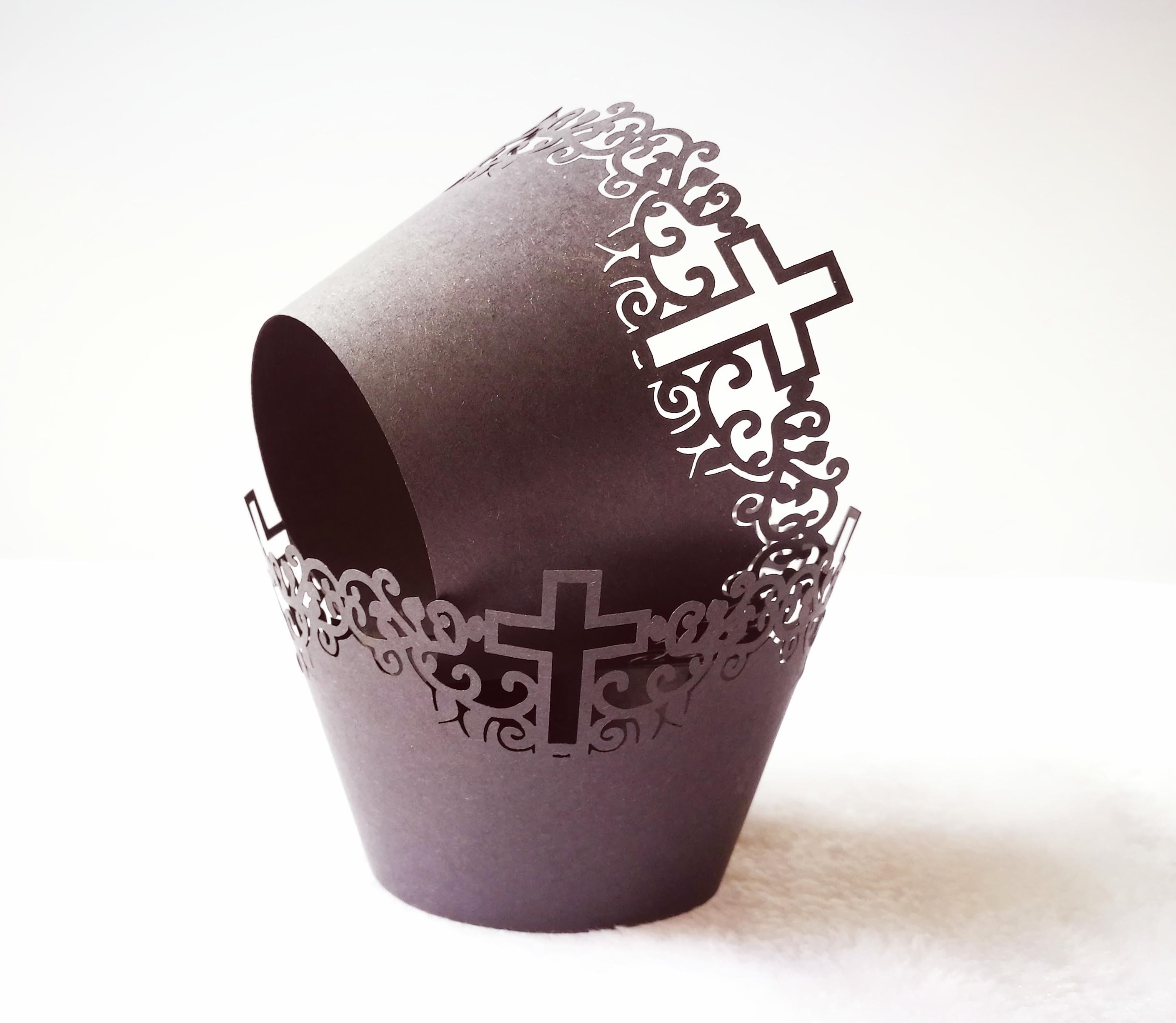 Church Party Wrapper Stencil Cross Laser Wrapper Fancy Stencil Cupcake ...