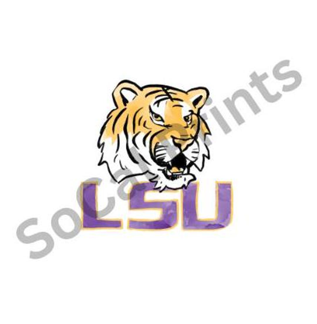 Watercolor LSU Logo Style Print - Etsy