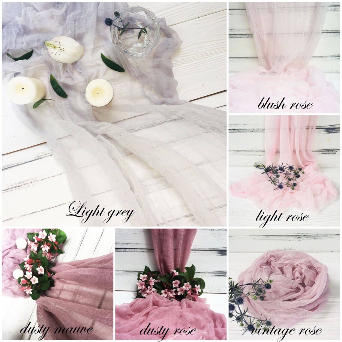 Grey Light Boho Wedding Cheesecloth table runner Wedding | Etsy