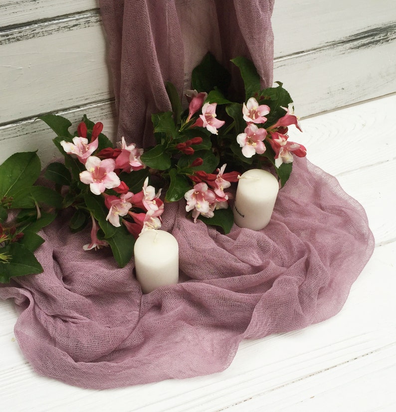 Dusty Mauve Wedding Cheesecloth Table Runner Wedding Table - Etsy
