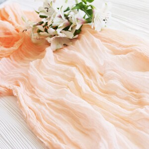 Peach Boho Wedding Cheesecloth Table Runner, Wedding Table Runner ...
