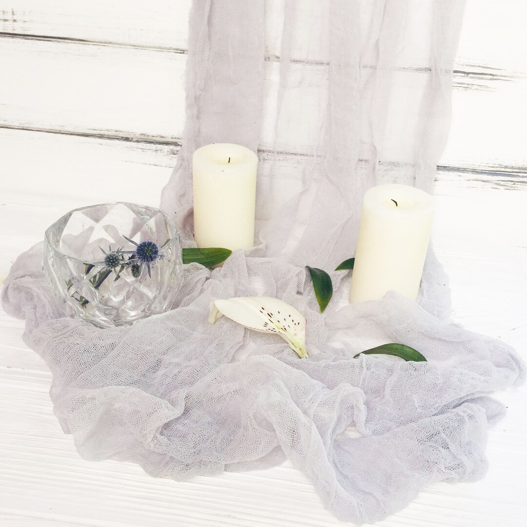 Grey Light Boho Wedding, Cheesecloth Table Runner, Wedding Table Runner ...