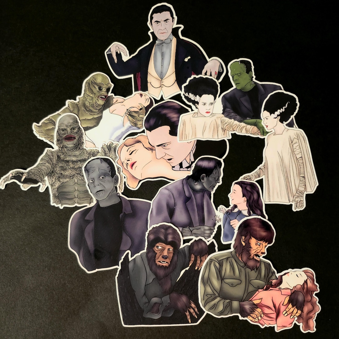 Classic Monster Stickers: Illustrated Set - Etsy