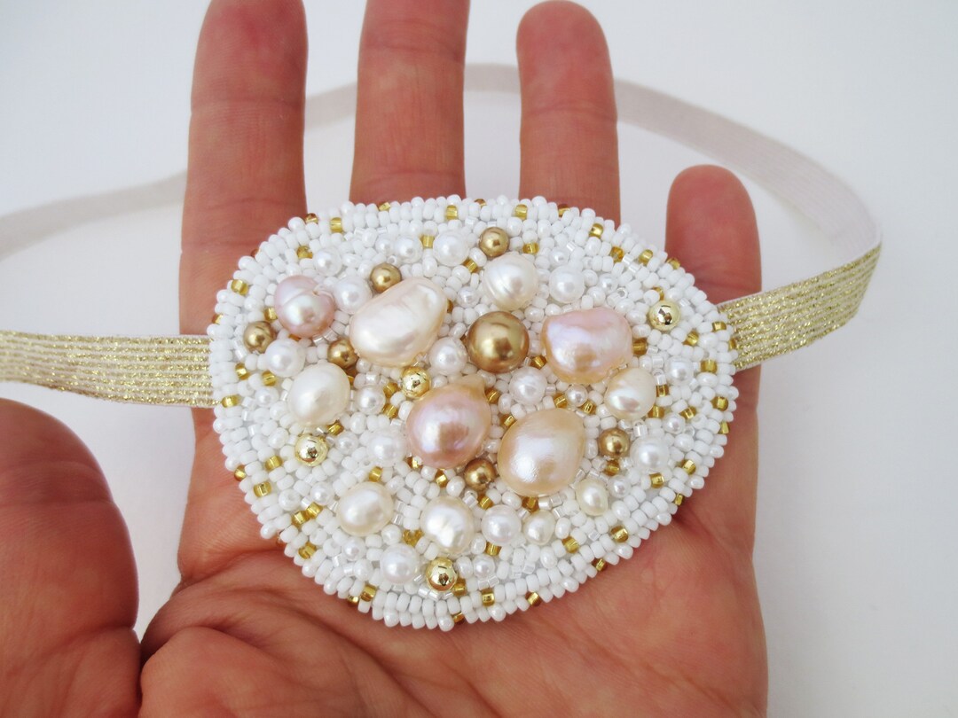 Pearl Beaded Pirate Eye Patch: Unique Leather Eye Jewelry - Etsy