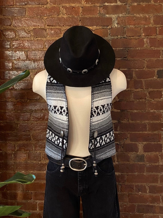 Vintage Southwestern Vest 90s Aztec Tribal Western Co… - Gem