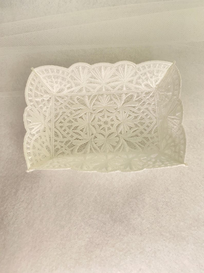 Embroidered Freestanding Lace Jewelry Bowl. Homemade Fully Stitched ...