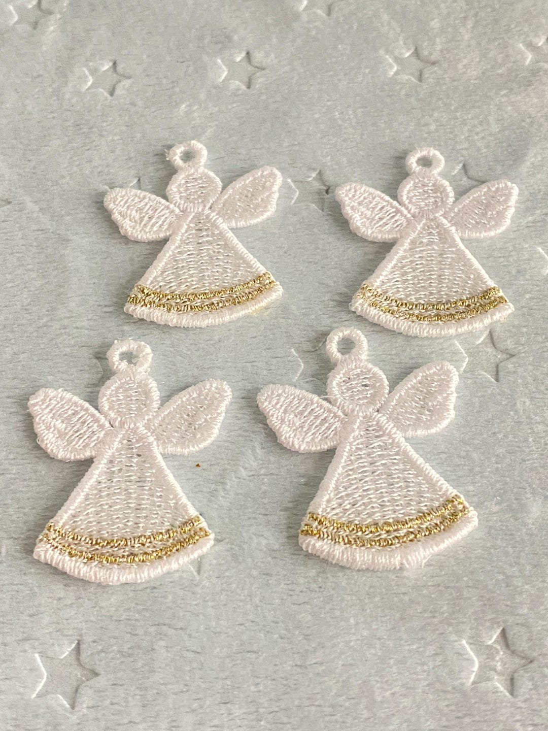 Mini Pocket Angels, Set of 4 Embroidery Angels 1-1/2 Inches in White ...