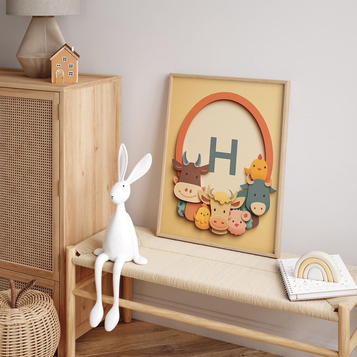 Letter H Name Wall Art for Nursery and Kids Room, Personalized Alphabet ...