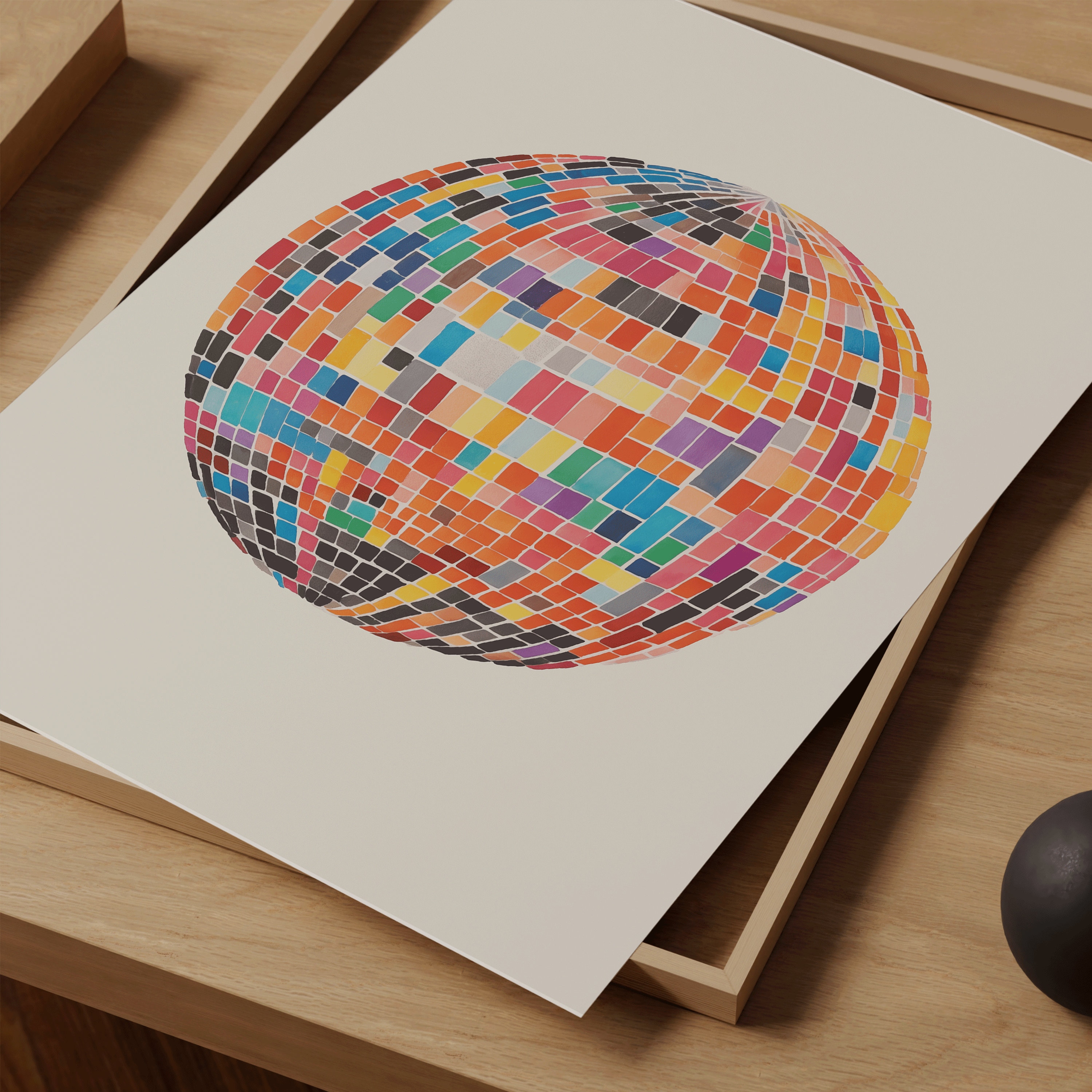 Vintage Colorful Disco Ball Art Print, Printable Disco Retro Art ...