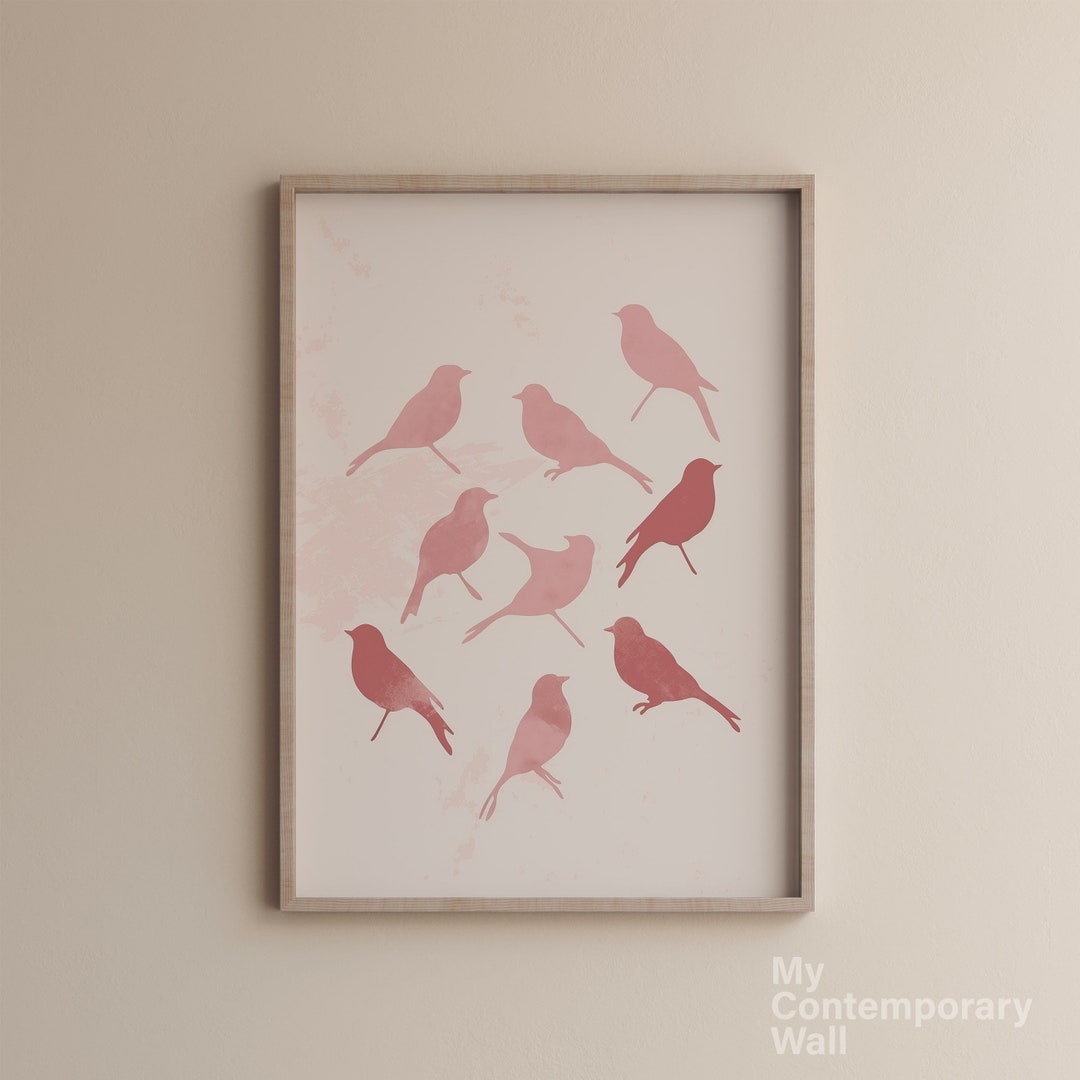 Simple Flying Birds Neutral Colors Art,minimal Birds Wall Print ...