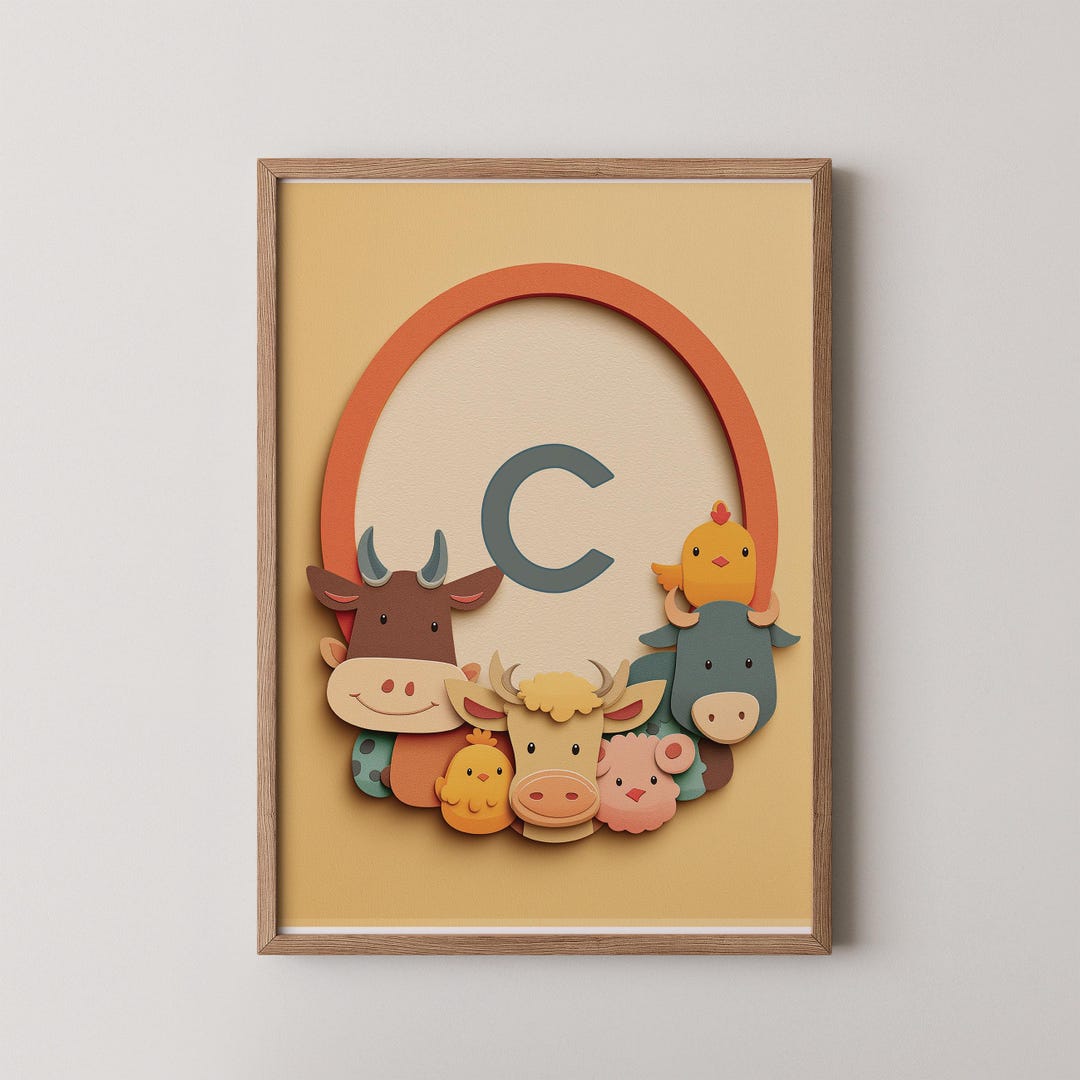 Letter C Nursery Wall Art, Alphabet Animal Print for Kids Room ...