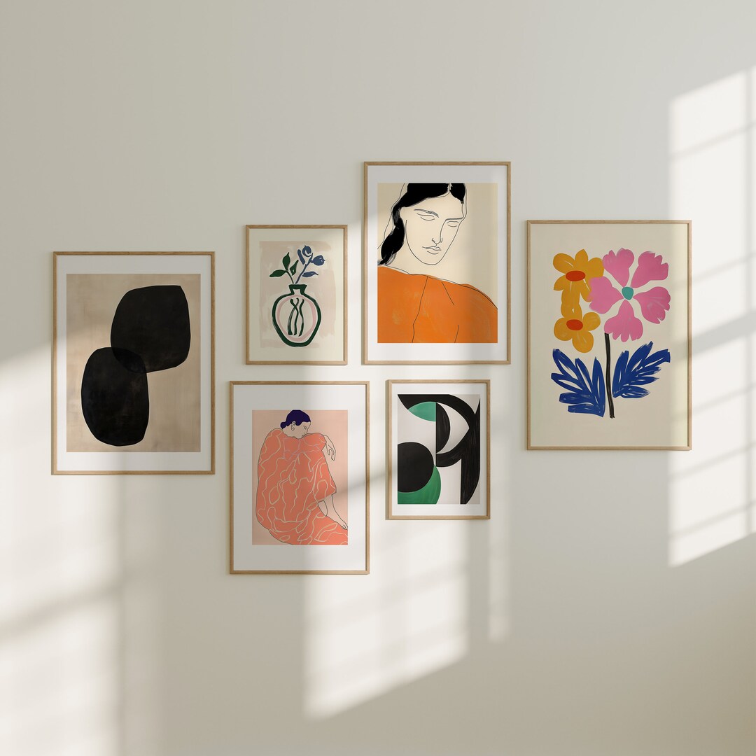 Modern Abstract Print Set of 6, Neutral Abstract Art, Printable Art ...