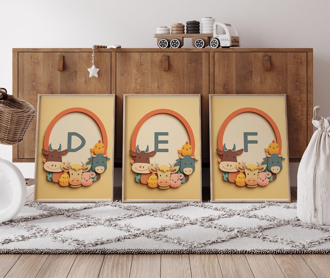 A–Z Farm Animals Alphabet Nursery Wall Art Printable Mega Bundle, ABC ...