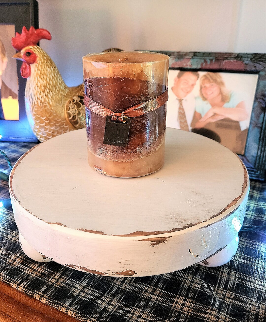 Farmhouse Wood Riser Stand, Small Round Farmhouse Riser, Wood Pedestal ...