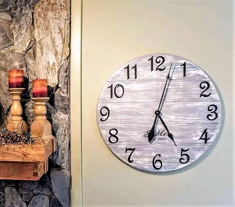 Large Wood Farmhouse Clock Rustic Wall Clock Shiplap Style - Etsy