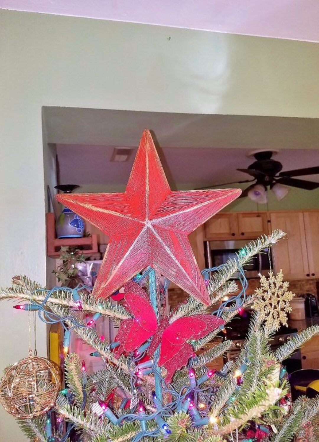 Christmas Tree Topper Star, Rustic Tree Topper, Red Wood Tree Topper Star, Farmhouse Decor - Etsy