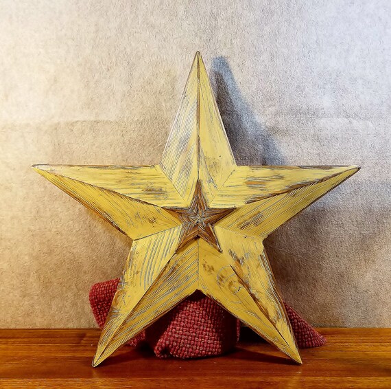 Rustic Wood Star Antique Gold Distressed 21 Inch 10 - Etsy