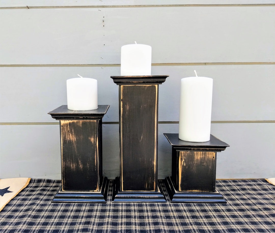 Rustic Wood Candle Holders, Farmhouse Style, Rustic Table Decor, Candle ...