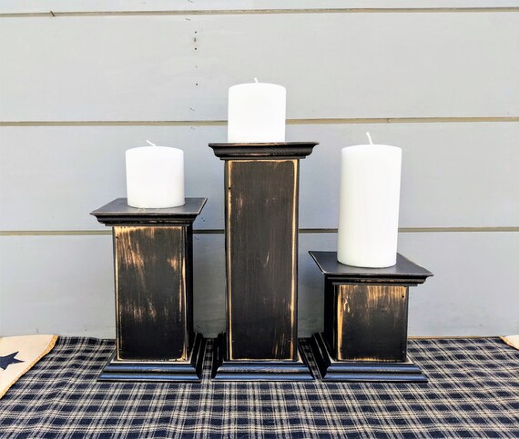 Rustic Wood Candle Holders Farmhouse Style Rustic Table - Etsy